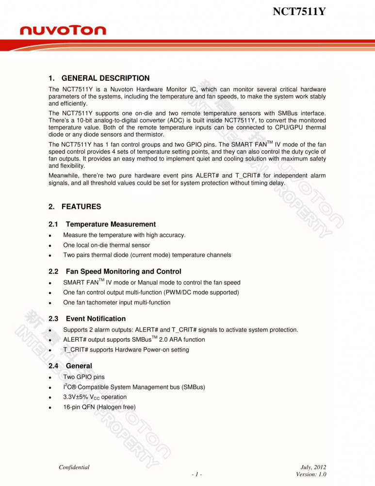 NCT7511Y TR datasheet page 5
