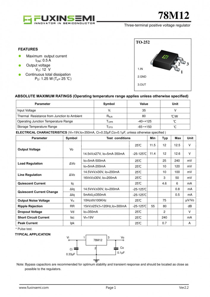 FUXINSEMI 78M12 datasheet page 1