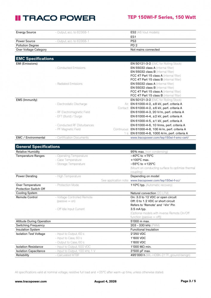 TEP 150WI-F technical document page 3