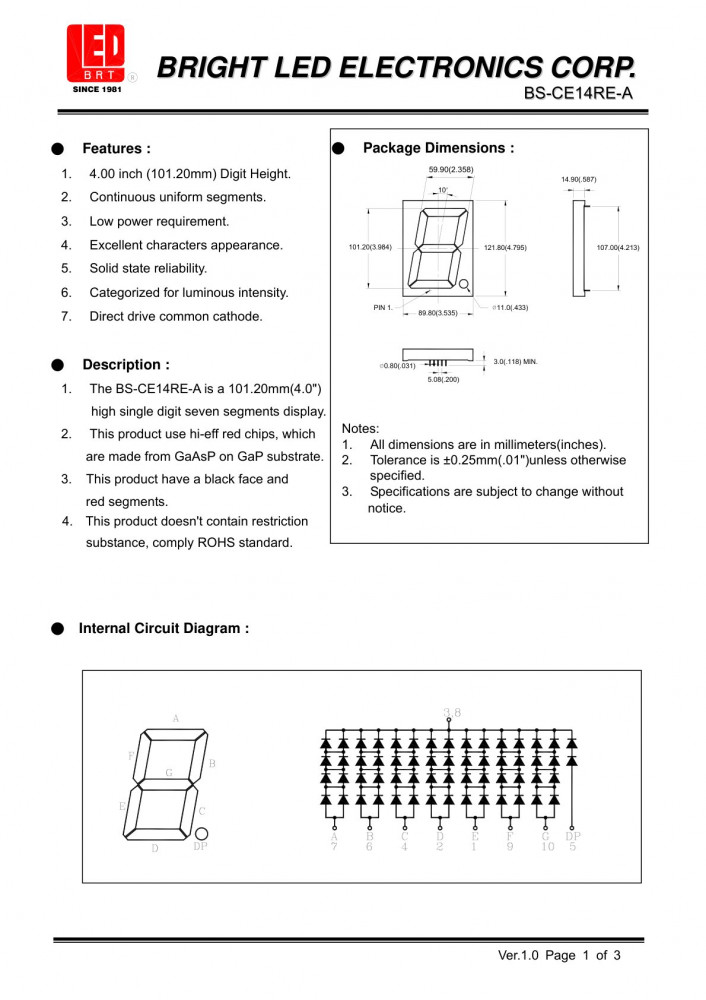 BS-CE14RE-A datasheet page 1