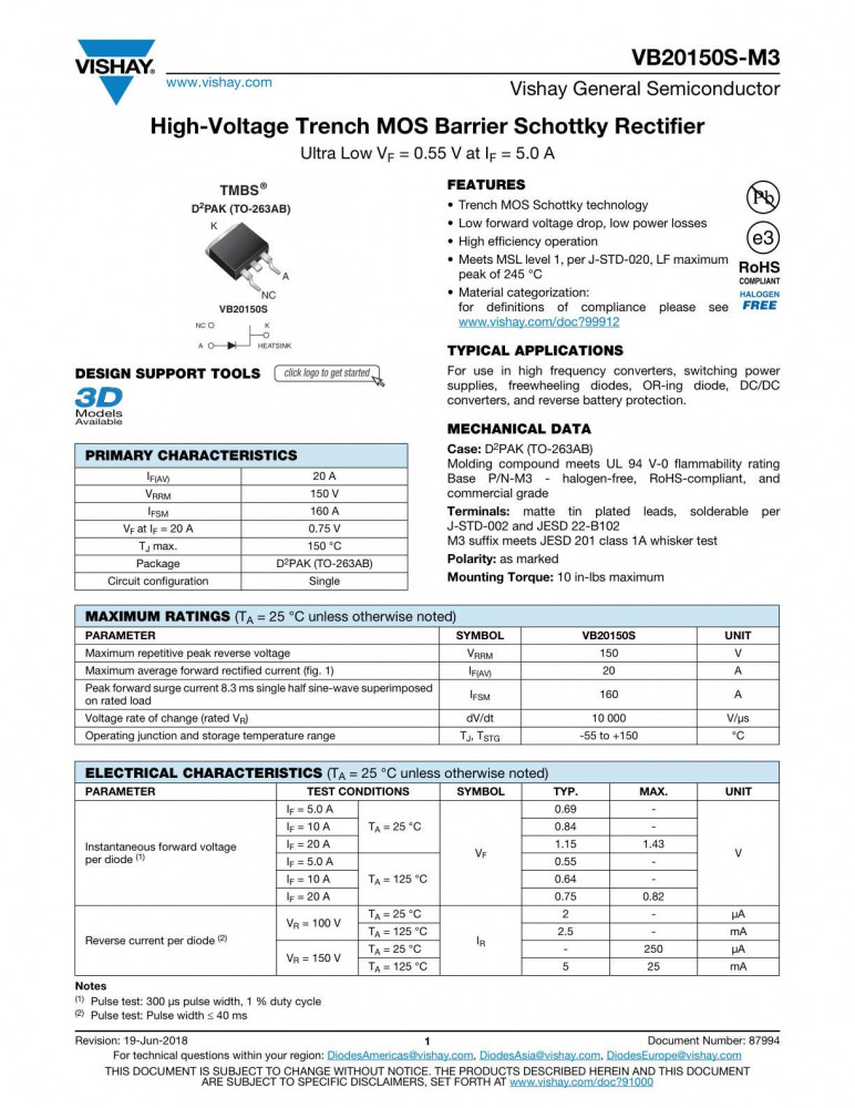 VB20150S-M3 datasheet page 1
