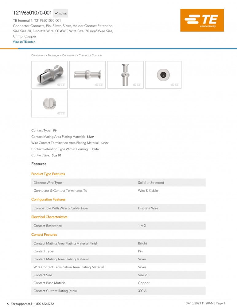 T2196501070-001 technical document page 1