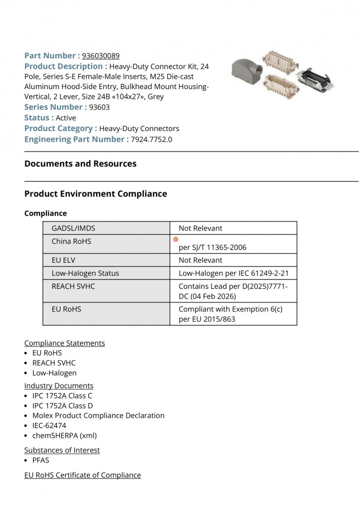 MOLEX 936030089 product document image 1
