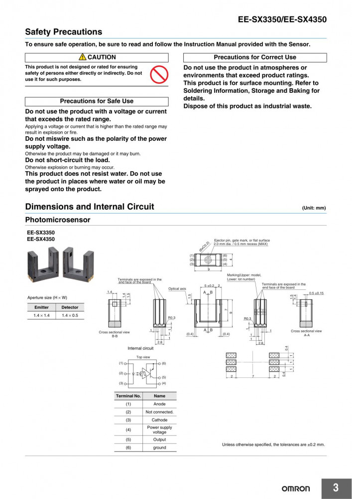 EE-SX4350 datasheet page 3