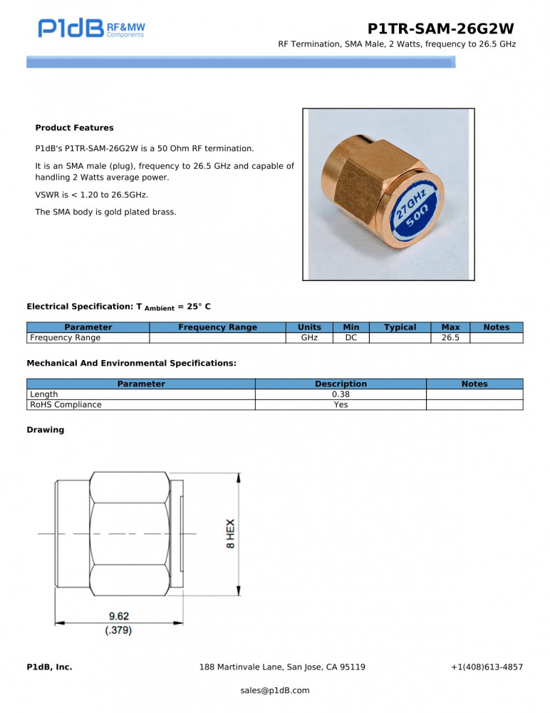 P1TR-SAM-26G2W product documentation page 1