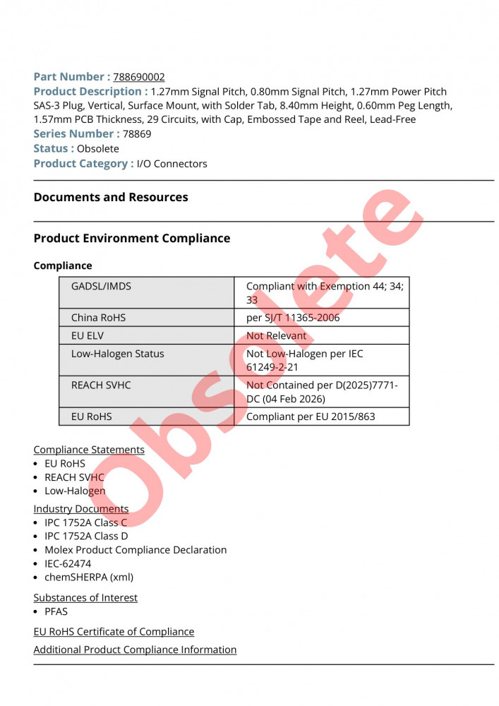 MOLEX 788690002 document page image 1