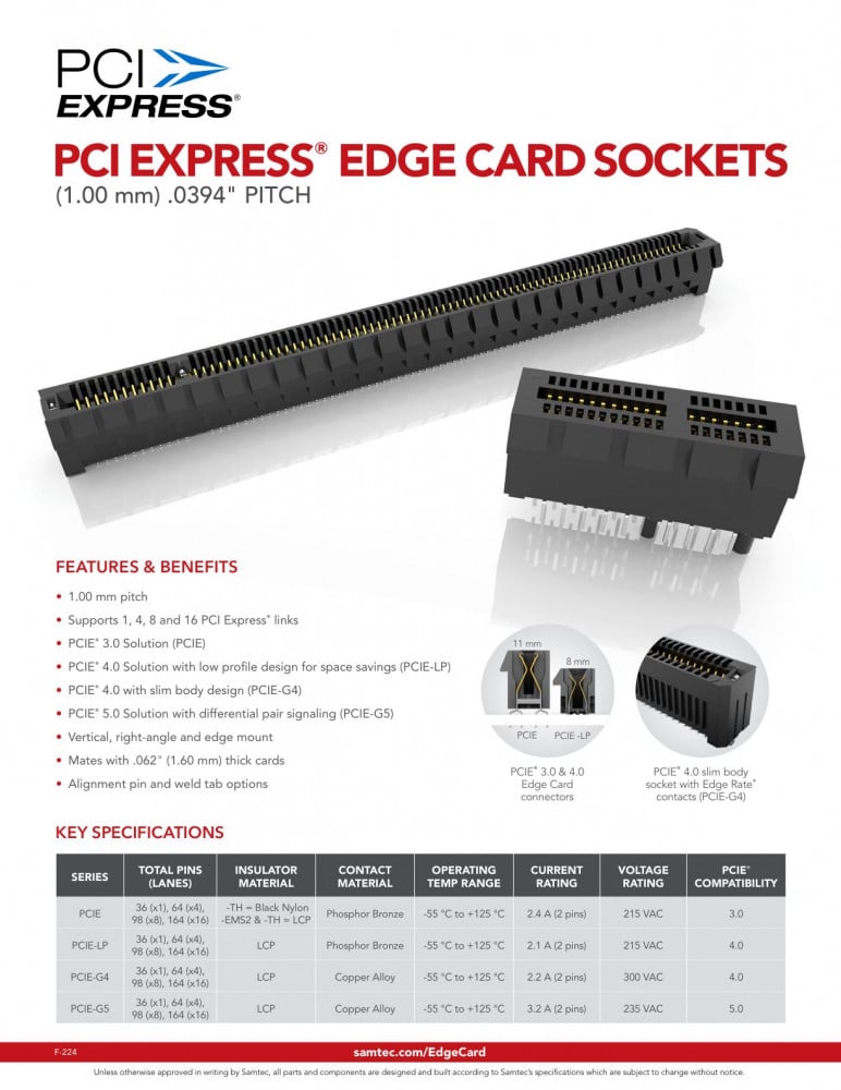 Samtec PCIE series technical document page 1
