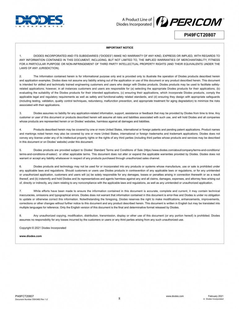 PI49FCT20807QE datasheet page 8