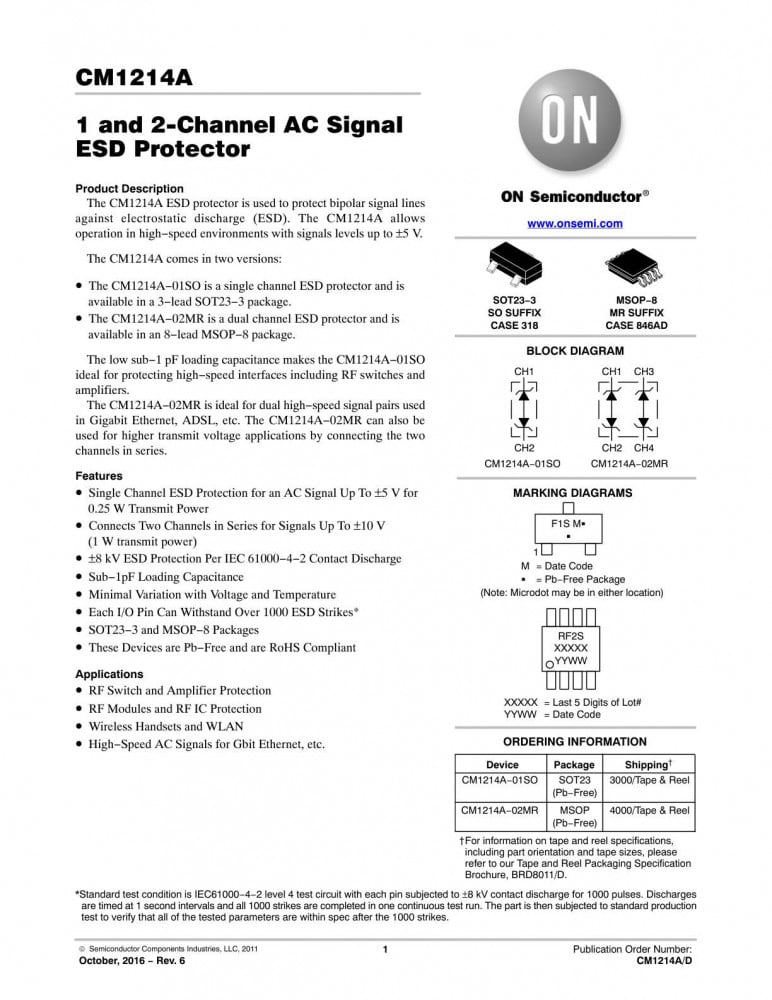 CM1214A datasheet page 1