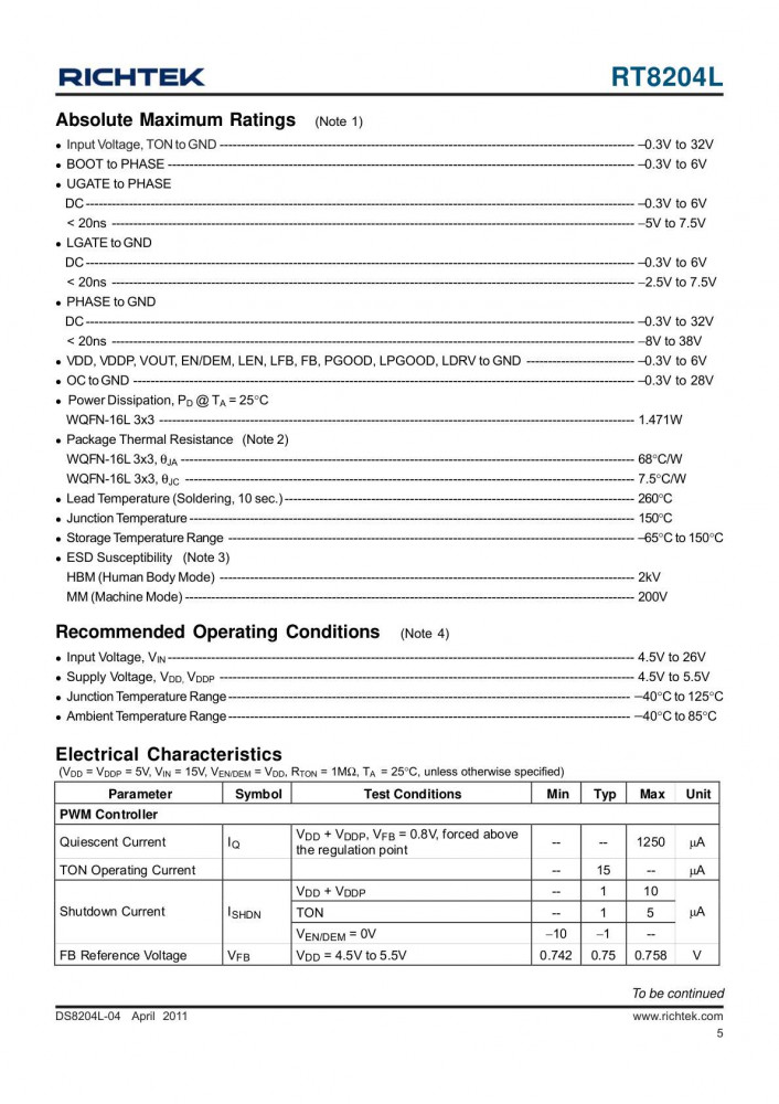RT8204L datasheet page 5