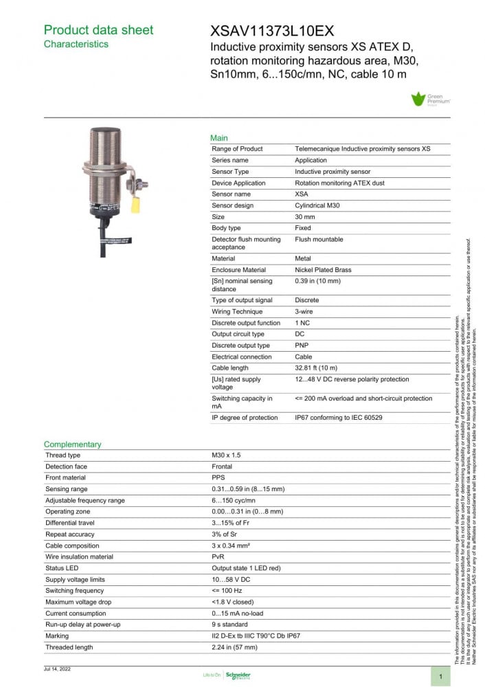 XSAV11373L10EX technical document page 1