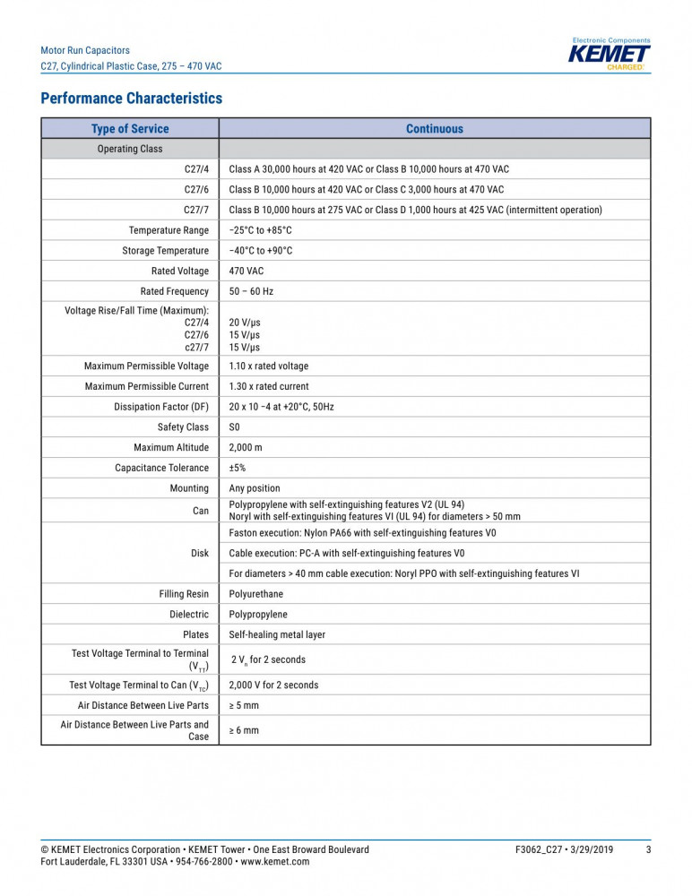 KEMET C27 datasheet page 3