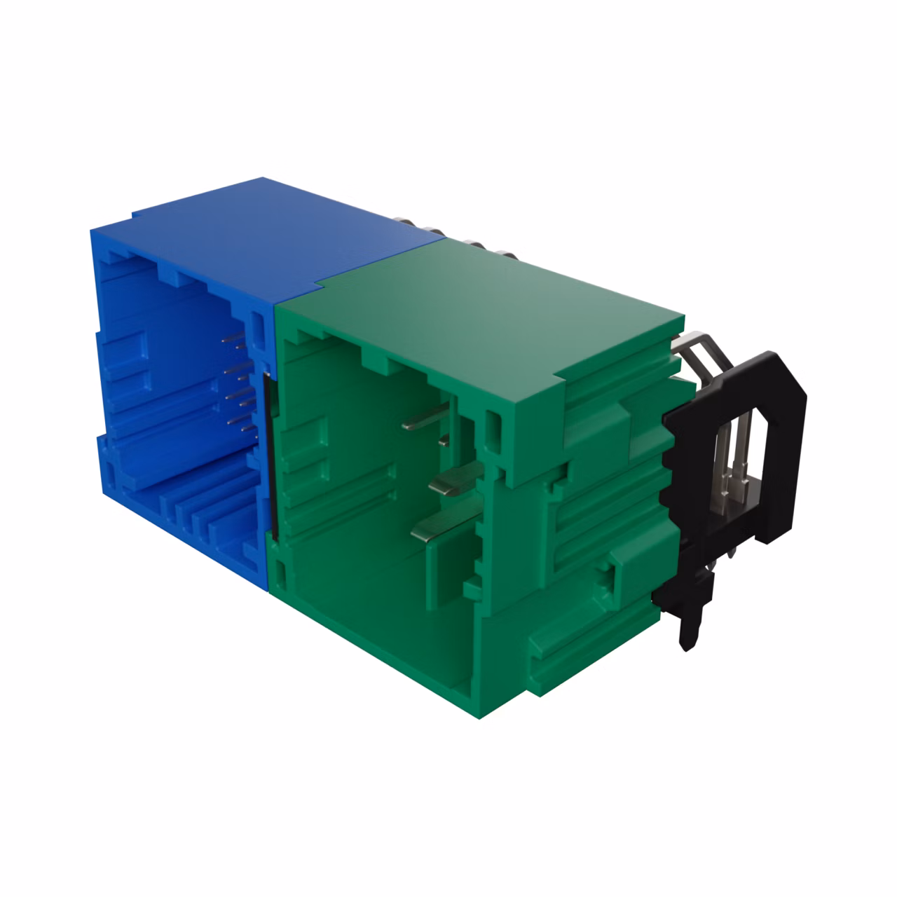 stAK50h 2 Bay Right-Angle Hybrid Header, 44 Circuits, Bay 1: 32 Circuits/Key 2/Blue; Bay 2: 12 Circuits/Key 2/Green; Tray for sale