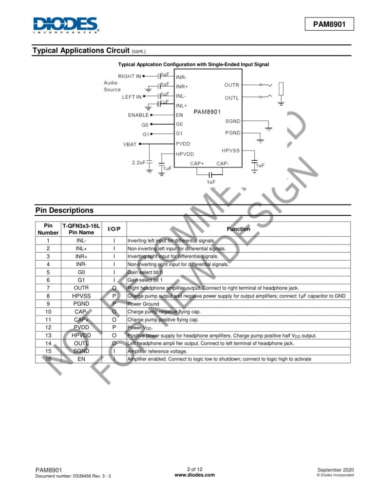PAM8901JER datasheet page 2