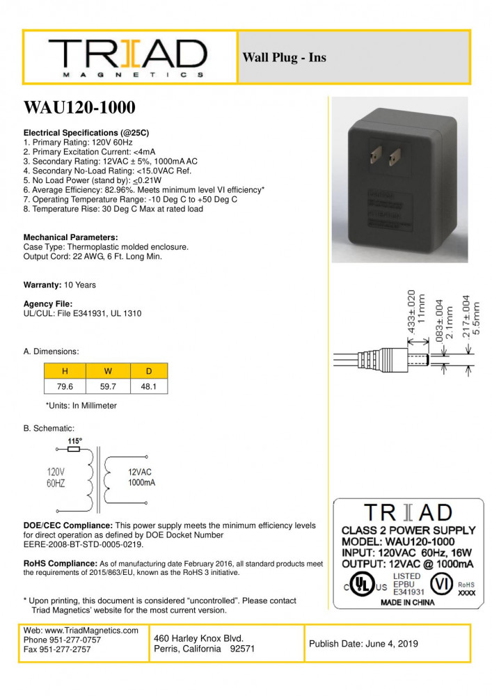 WAU120-1000 product documentation image