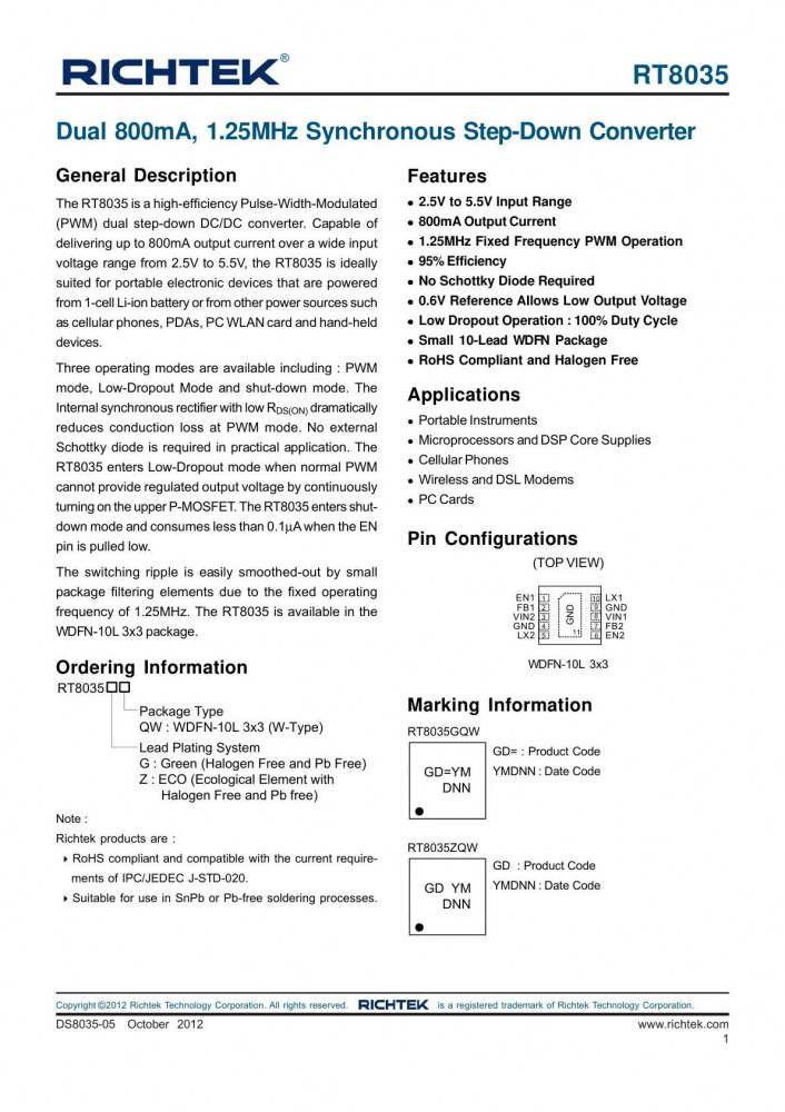 RT8035 datasheet page 1