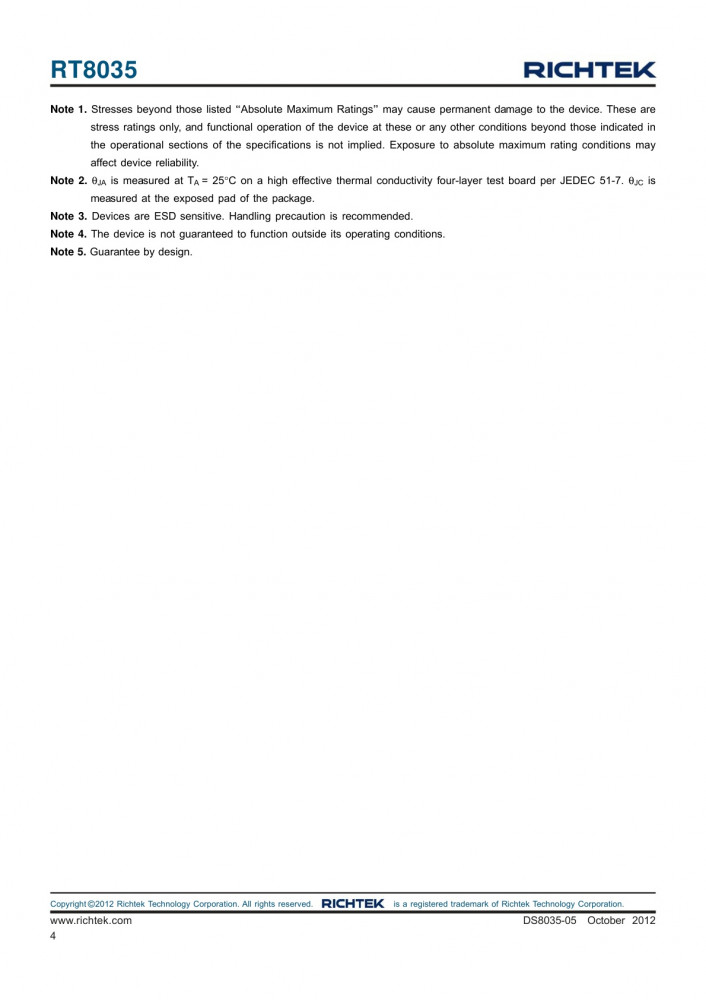 RT8035 datasheet page 4