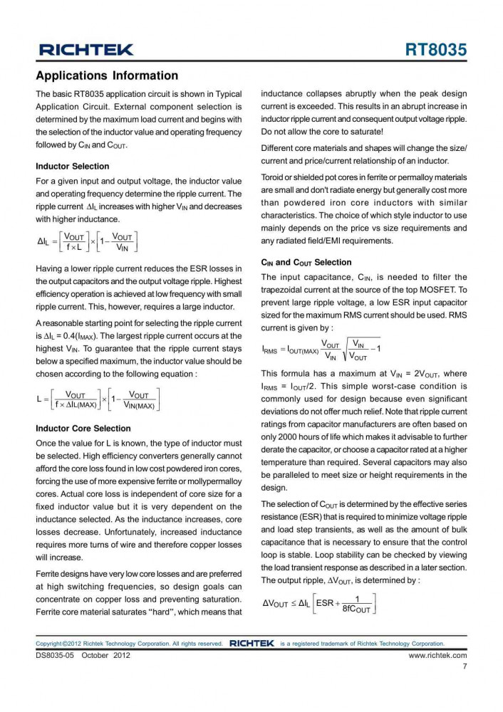 RT8035 datasheet page 7