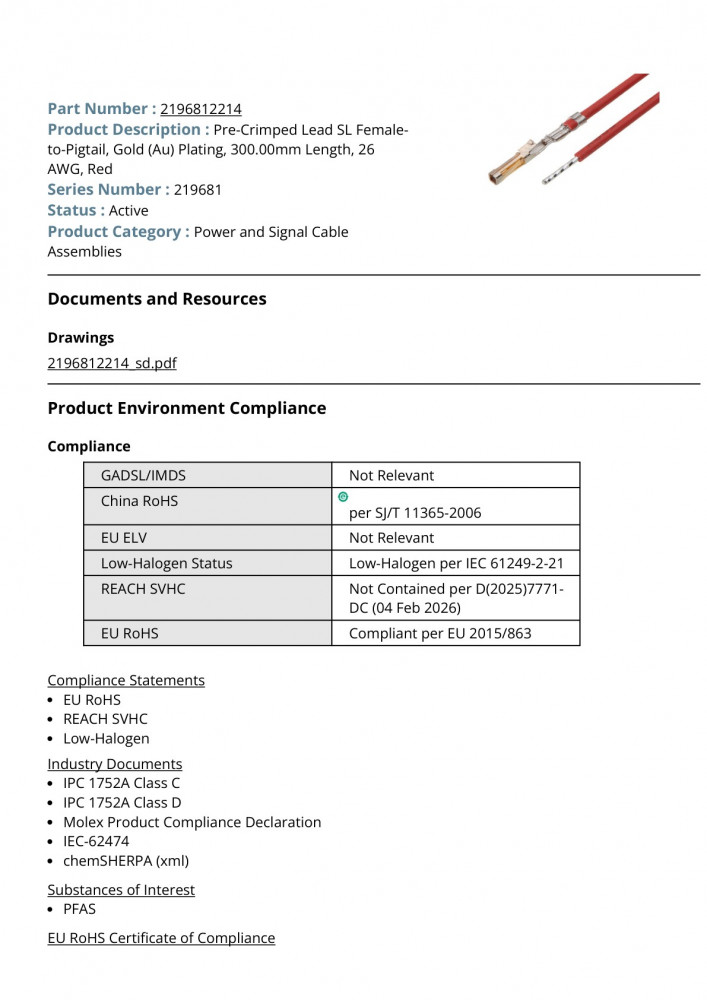 MOLEX 2196812214 drawing page 1
