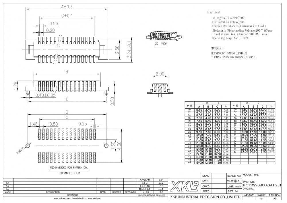X0511WVS-12AS-LPV01 technical document page