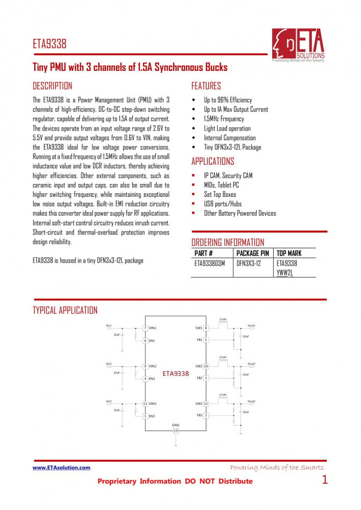 ETA9338D3M datasheet page 1