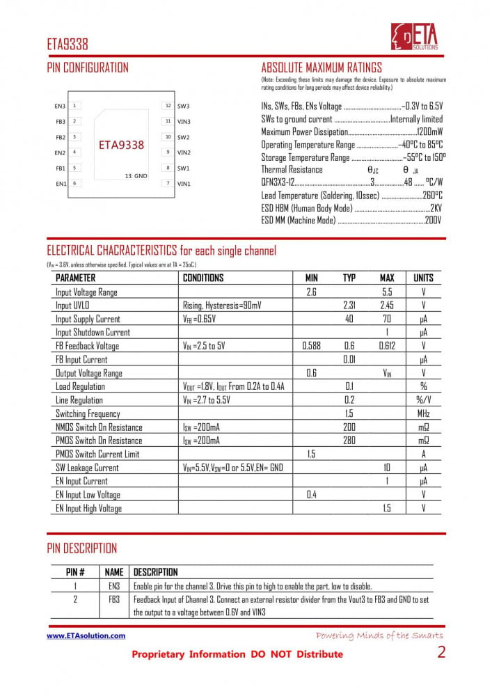ETA9338D3M datasheet page 2