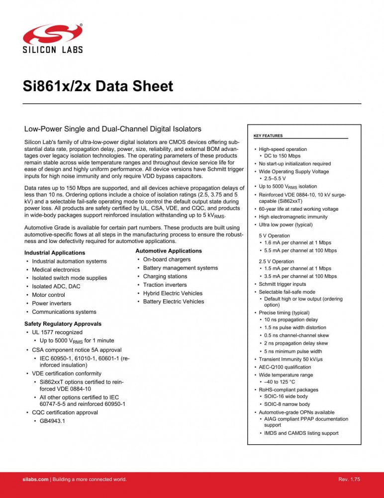 Datasheet page 1