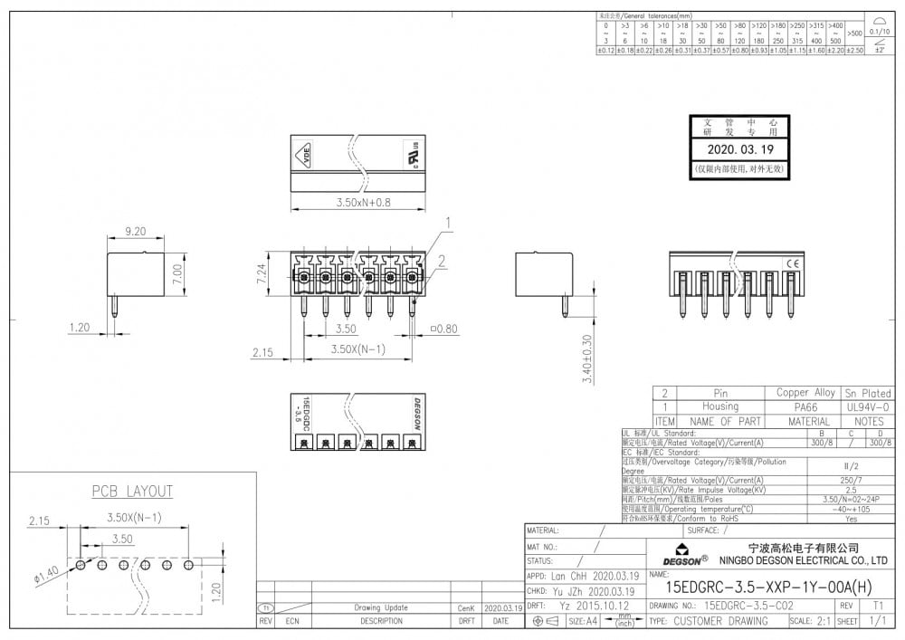 DEGSON 15EDGRC-3.5 series technical drawing preview