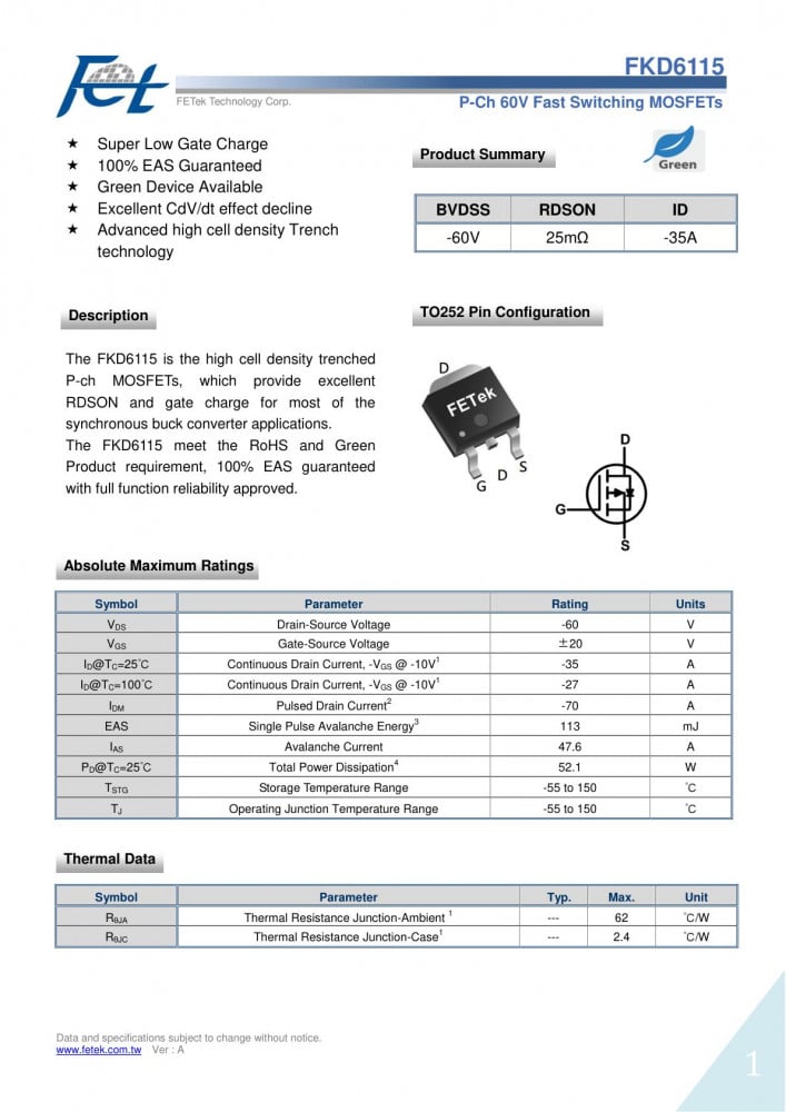 FKD6115 datasheet page 1