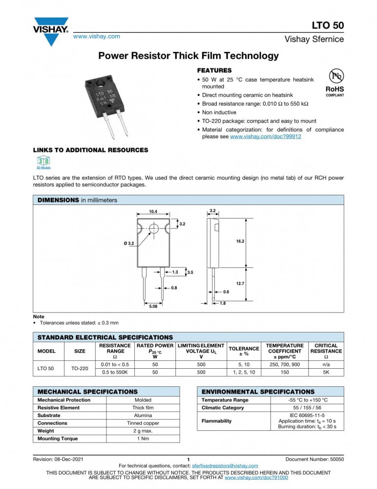 LTO050F22R00FTE3 datasheet page 1