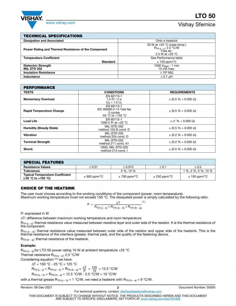 LTO050F22R00FTE3 datasheet page 2