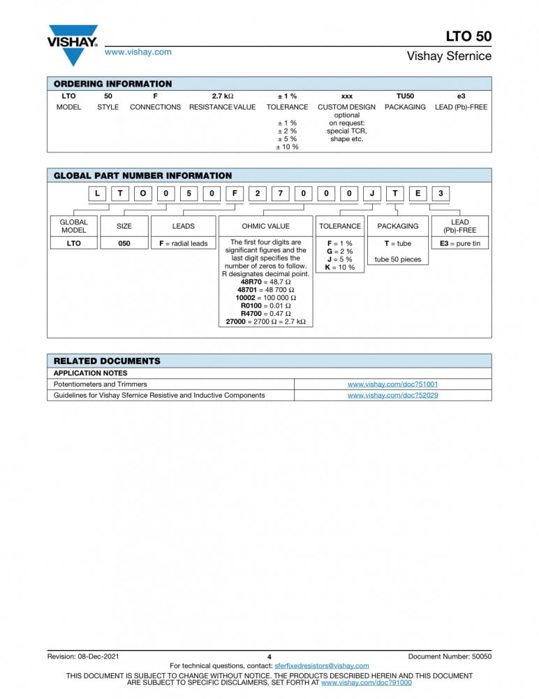 LTO050F22R00FTE3 datasheet page 4