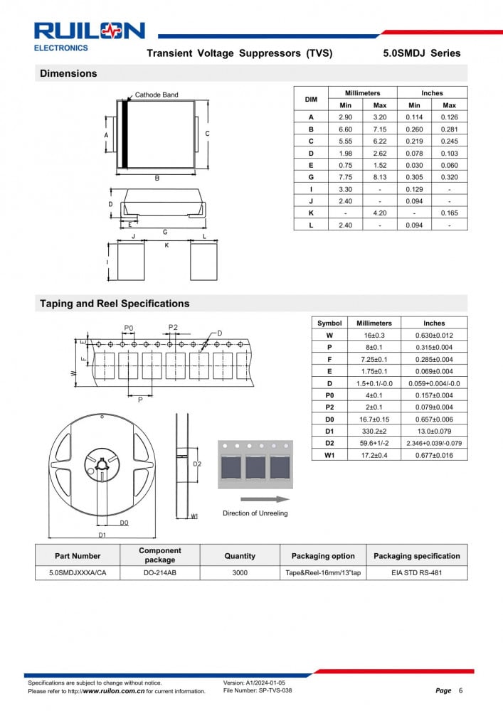 5.0SMDJ series datasheet page 6