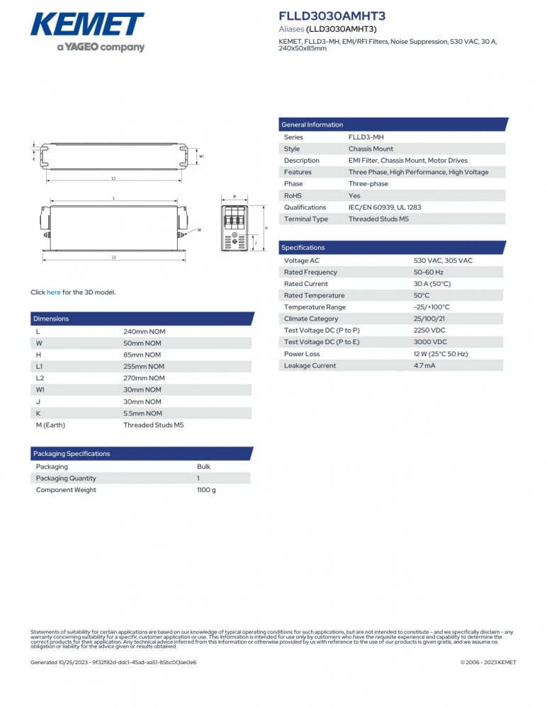 KEMET FLLD3030AMHT3 technical documentation