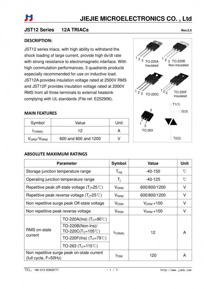 JST12 series datasheet page 1