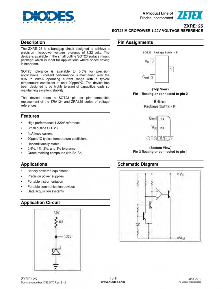 ZXRE125CFTA technical document page 1