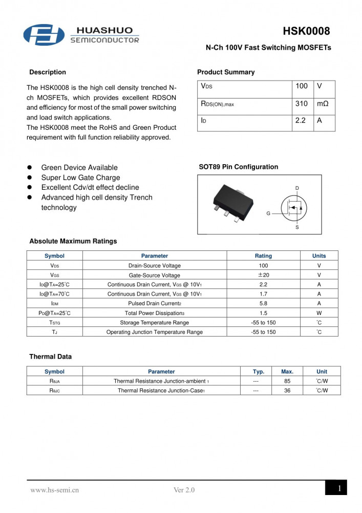 HSK0008 datasheet page 1