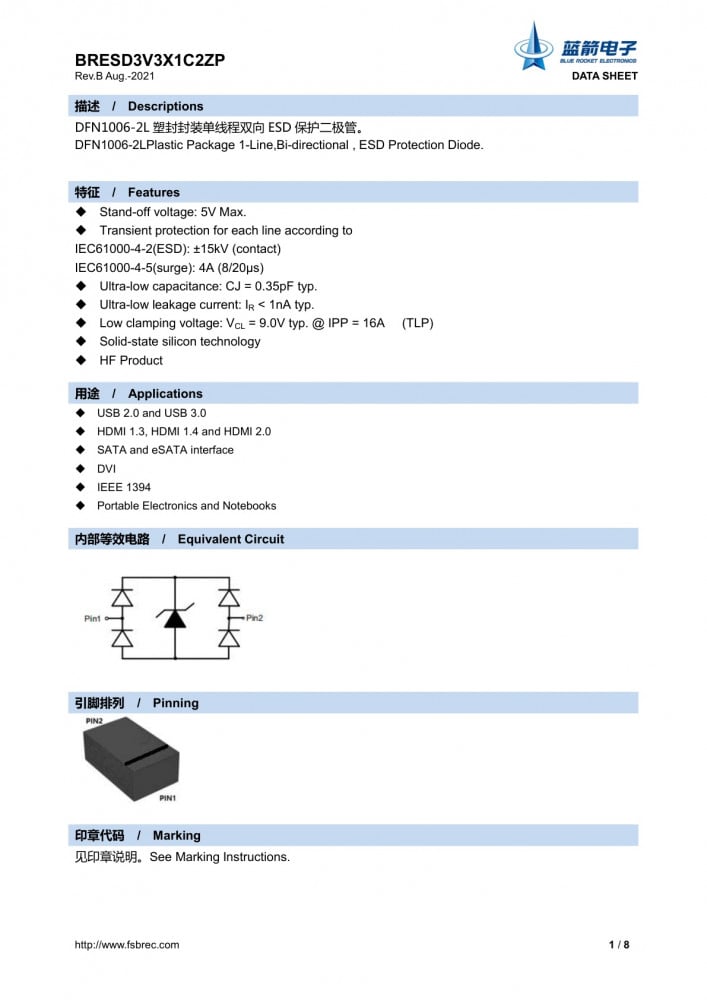 BRESD3V3X1C2ZP datasheet page 1