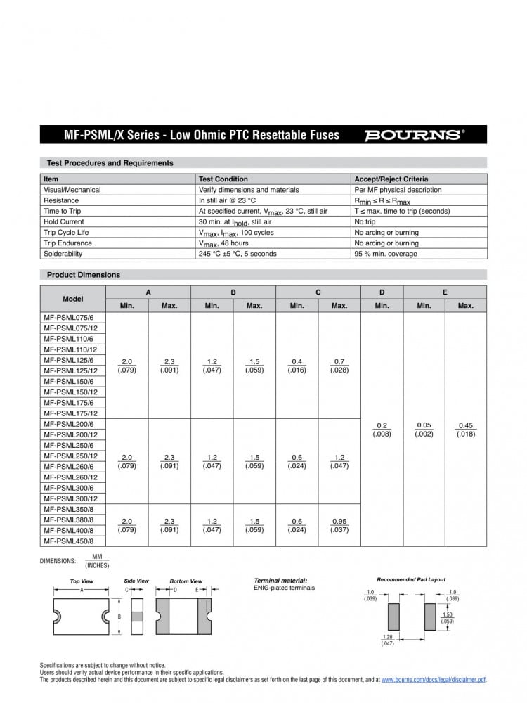BOURNS MF-PSML/X datasheet page 2
