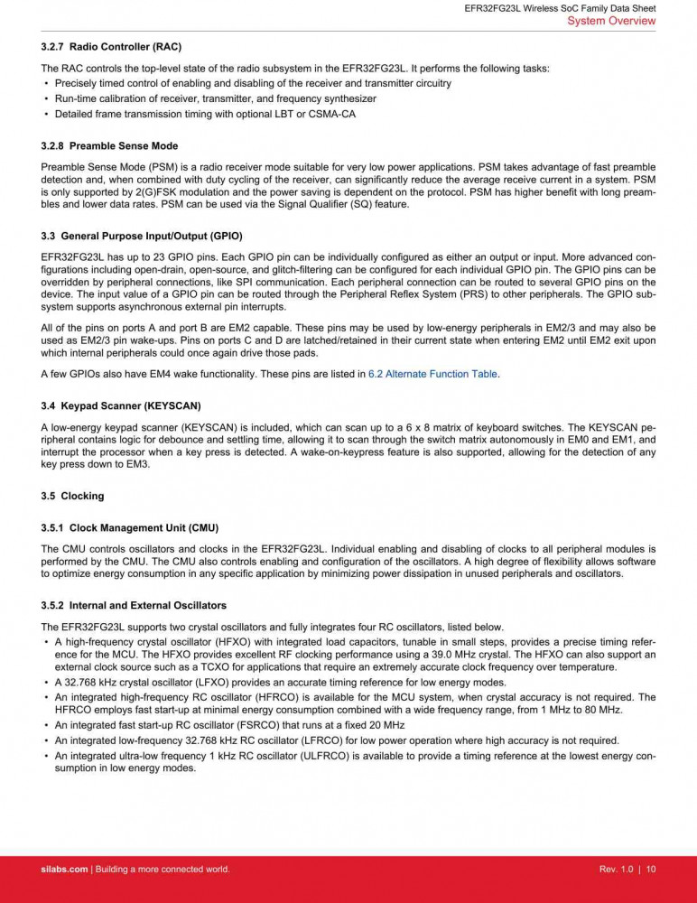 EFR32FG23L datasheet page 10