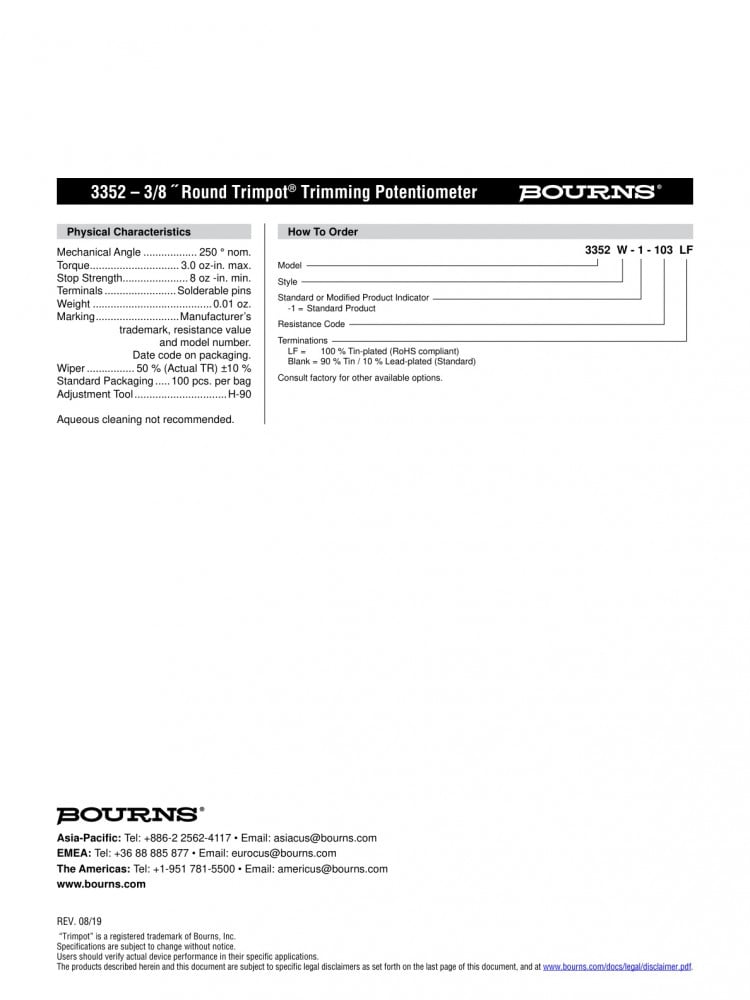 BOURNS 3352 series datasheet page 2