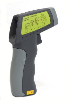 The 381a is a non-contact and contact temperature tester with laser sighting to confirm your target. for sale