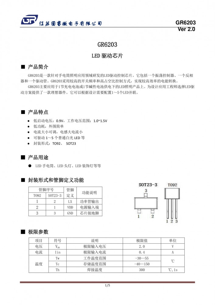 GR6203 datasheet page 1