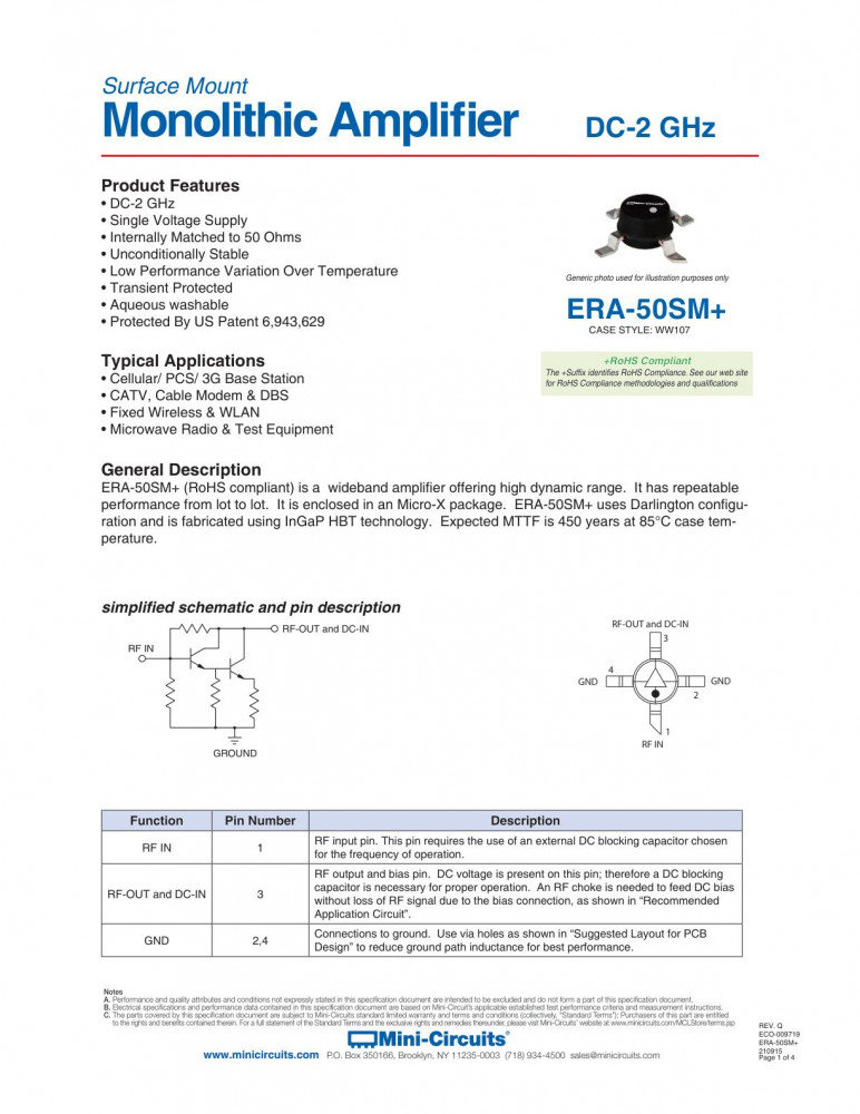 ERA-50SM+ datasheet page 1