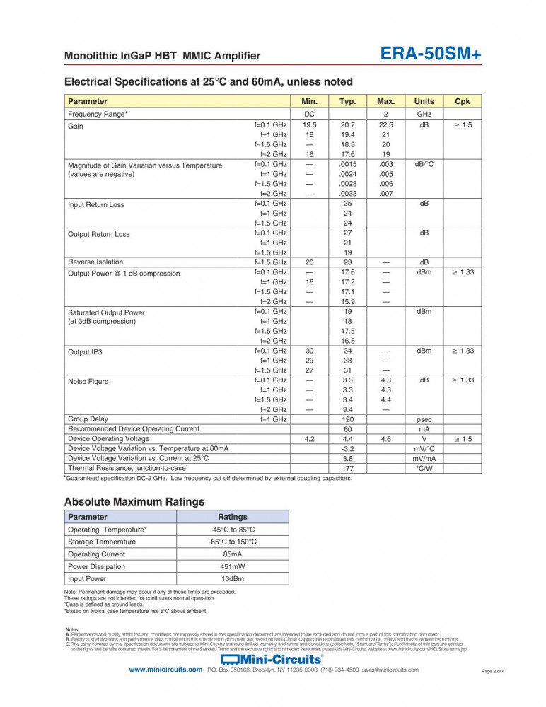 ERA-50SM+ datasheet page 2