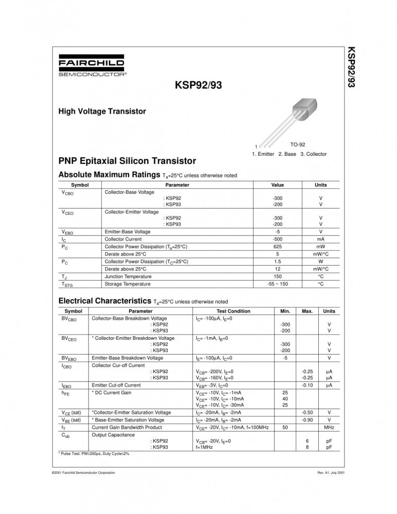KSP92TA datasheet page 2