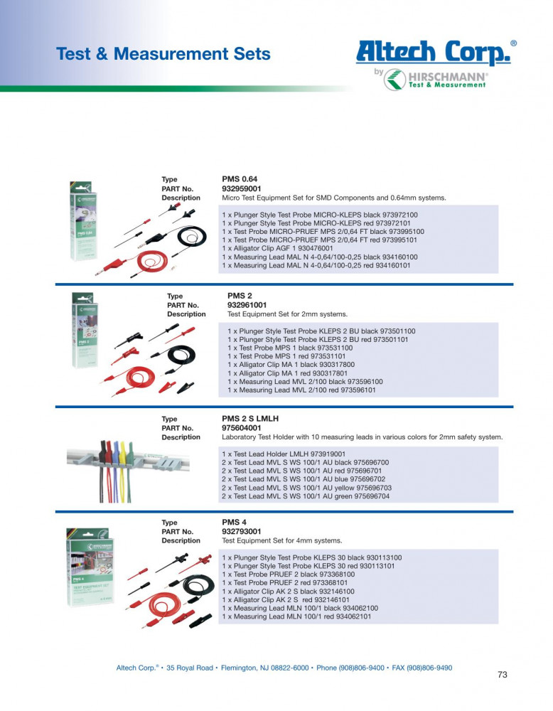 Altech test equipment documentation page