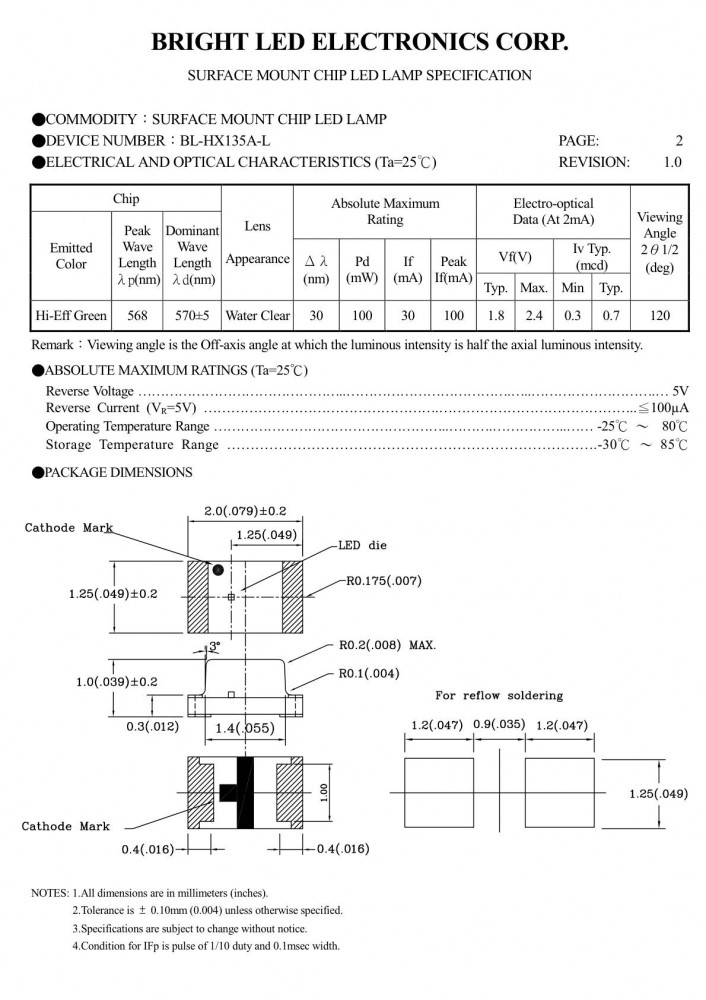 BL-HX135A-L-TRB datasheet page 1