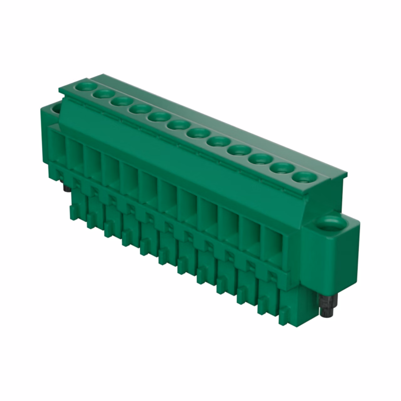 3.50mm Pitch Eurostyle Vertical Plug, with Retention Screws, Front Wire Entry, Green Housing, 12 Circuits for sale