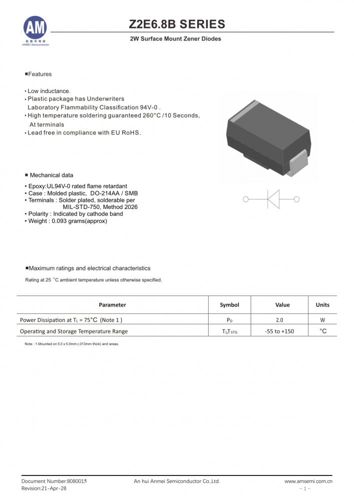 Z2E12B datasheet page 1